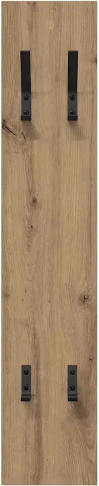 věšák, nástěnný, 1 prkno, háčky, kompozitní dřevo, 100x20x1,5 cm, dub artisan, Dekorino TK20260016
