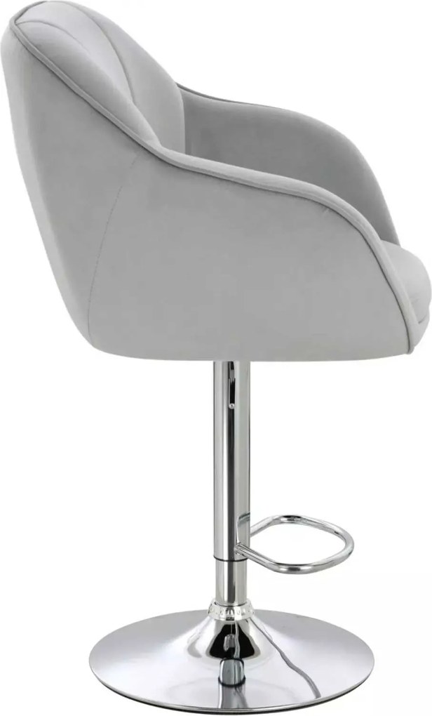 LuxuryForm DESIGN Barová židle AVOLA VELUR na stříbrné kulaté podstavě - světle šedá