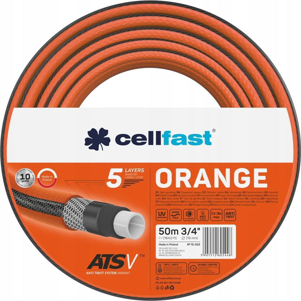 Zahradní hadice Cellfast 15-022 Orange Atsv 3/4" 50 m
