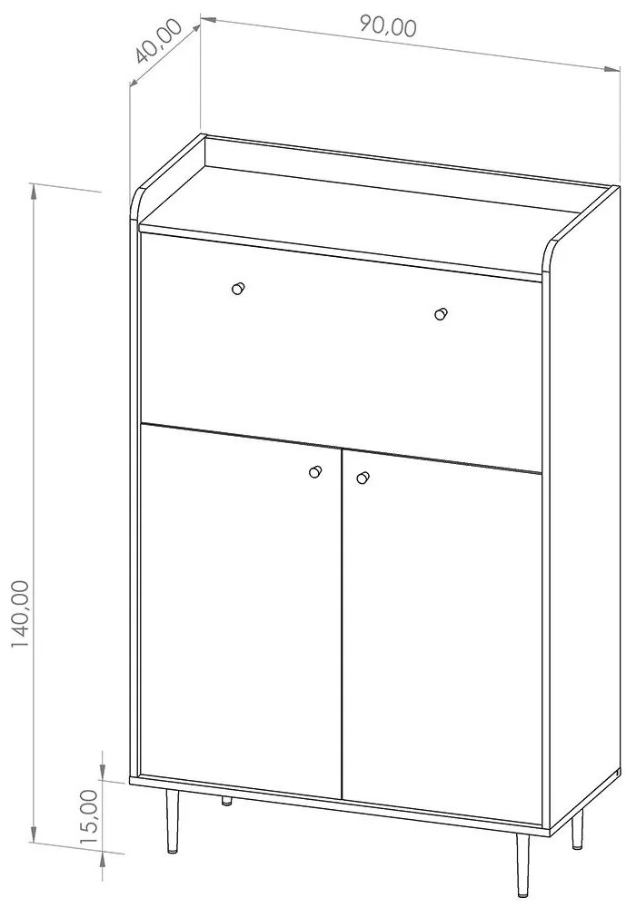 VASINA | komoda KB90 | VS-03 | 90 cm | dub brandy castello