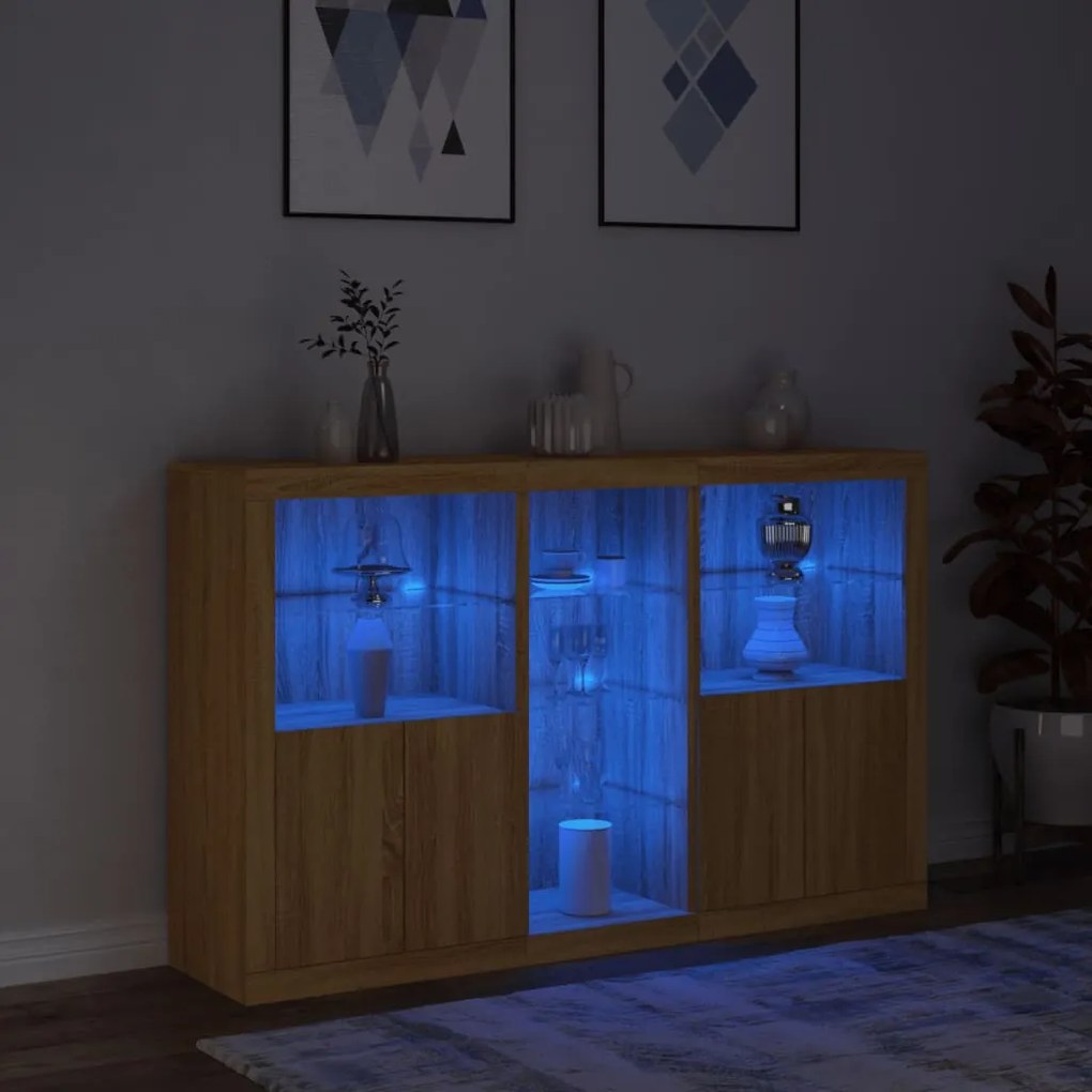 Příborník s LED osvětlením dub sonoma 162 x 37 x 100 cm 3209172