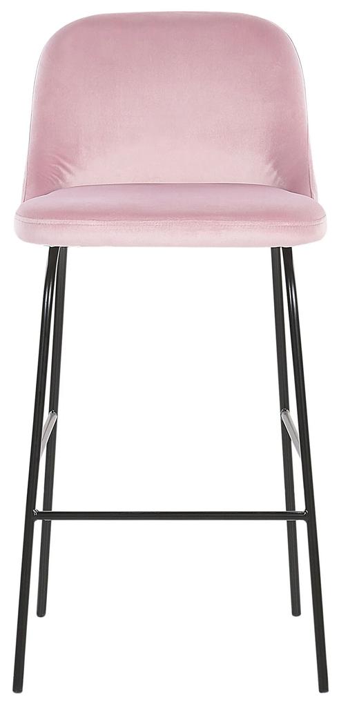 Sada 2 sametových barových židlí růžová NEKOMA Beliani