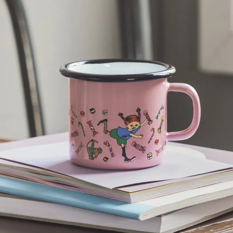 Hrnek Pippi Candy 2,5 dl, smalt / růžový