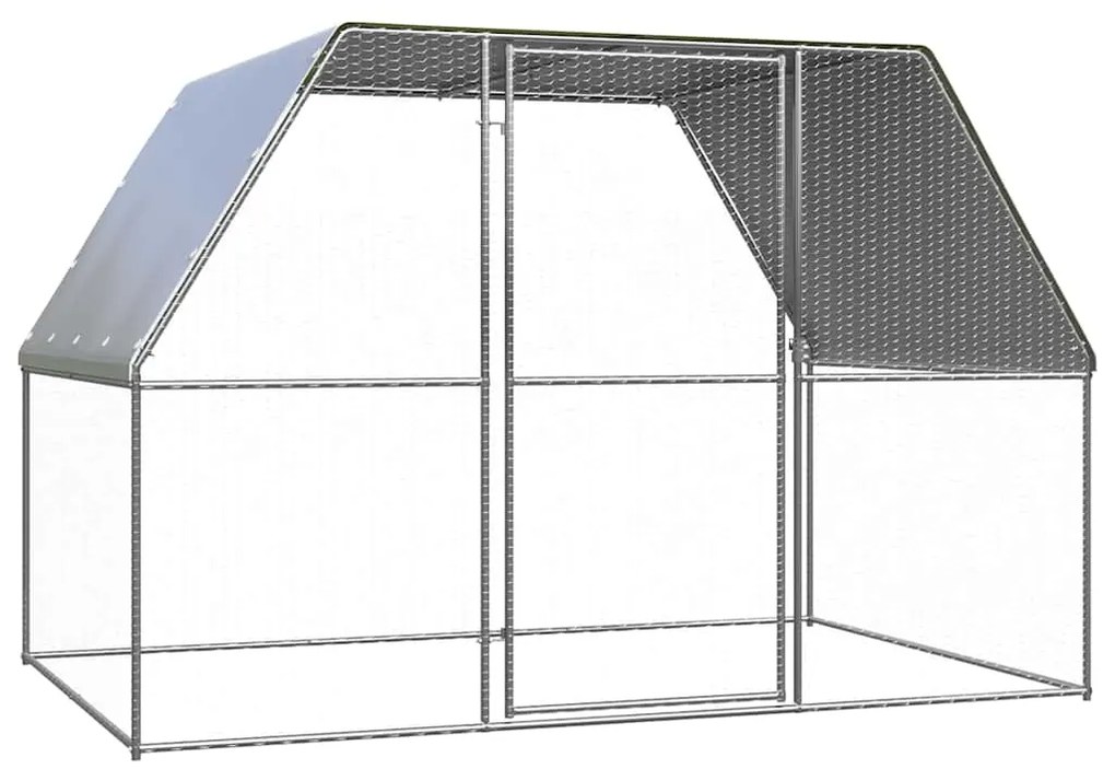 Klec pro kuřata stříbrná a šedá 3 x 2 x 2 m pozinkovaná ocel 155889