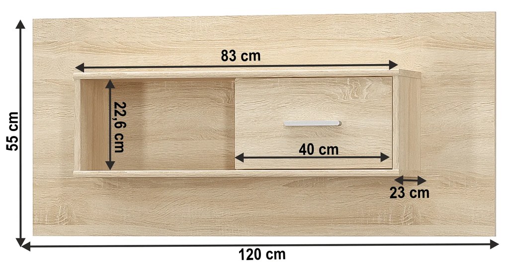 Kondela Visící skříňka 1D s policemi, dub sonoma, TEYO