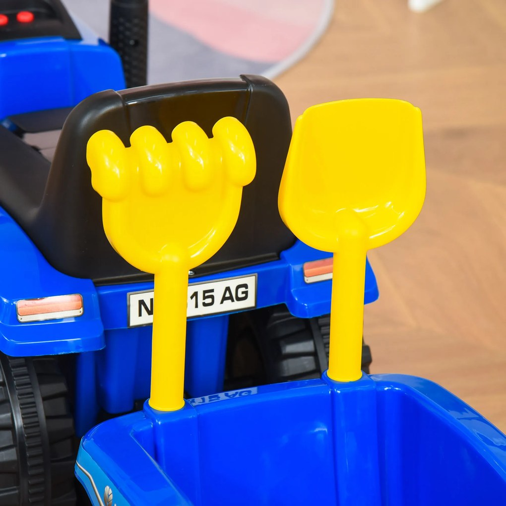 HOMCOM dětské autíčko dětské autíčko NEW HOLLAND jezdící autíčko klasické chodítko s klaksonem plastové kovové modré | Aosom