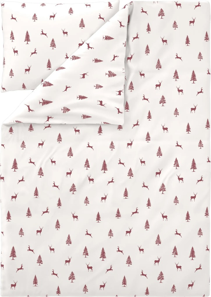 Livarno® Ložní povlečení z jemného flanelu 140 x 200 cm, 70 x 90 cm (jeleni / jedle červená)