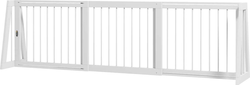 Dveřní branka PawHut pro psy s výsuvným dřevěným rámem 71-190 cm, 3 panely, schodišťová branka pro schody do kuchyně a chodby, 38,5 x 56 cm, bílá | A…