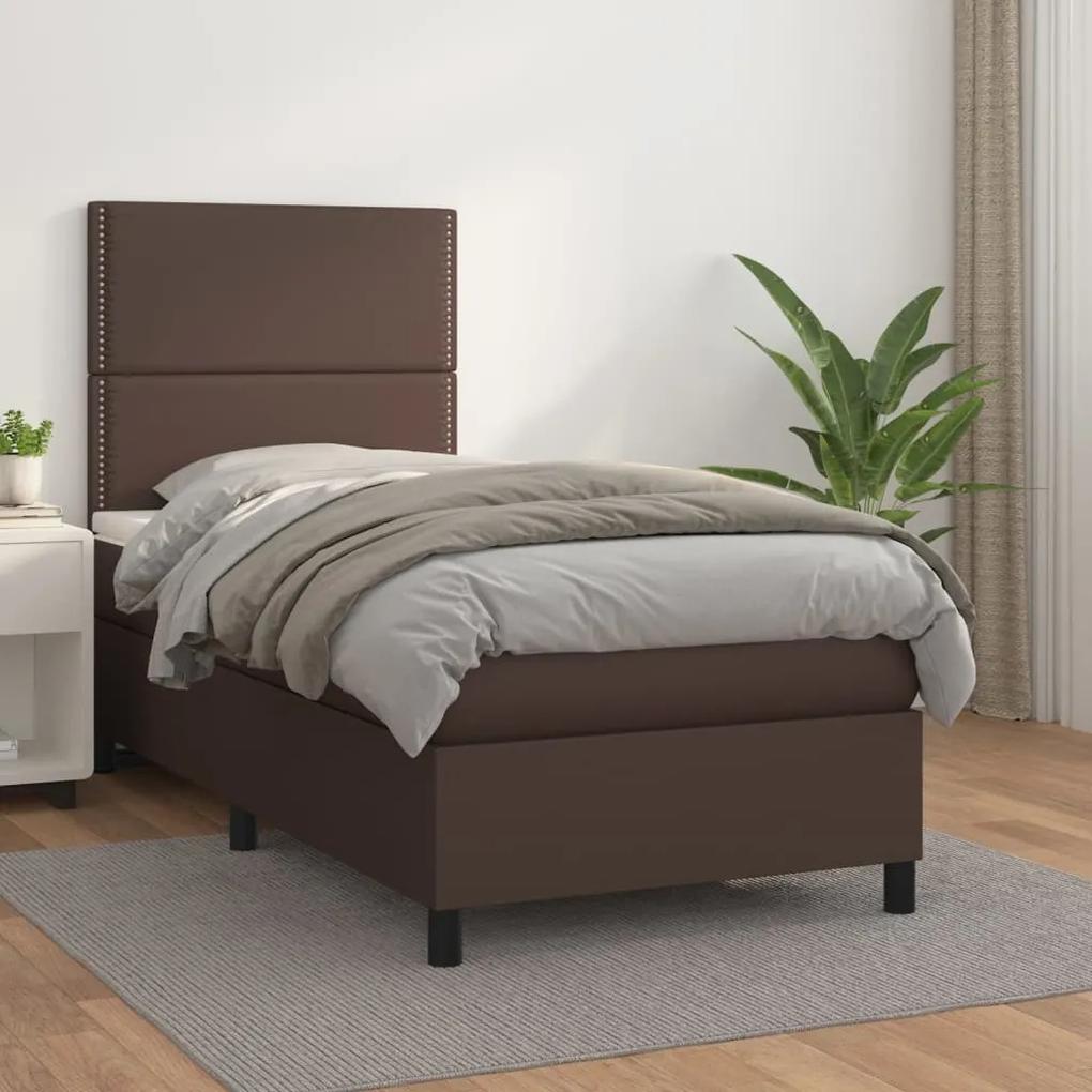vidaXL Box spring postel s matrací 90x190 cm umělá kůže [3142759] Barva: Bílá