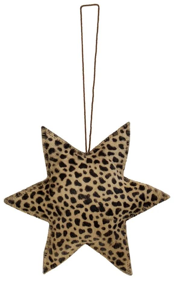 Závěsná dekorativní ozdoba Hvězda s motivem žirafí kůže z hovězí kůže L - 20*20*5cm