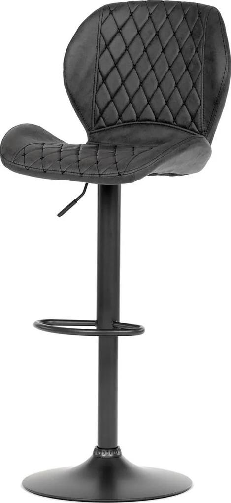 Autronic Židle barová, černá COWBOY látka, černá podnož AUB-431 BK3