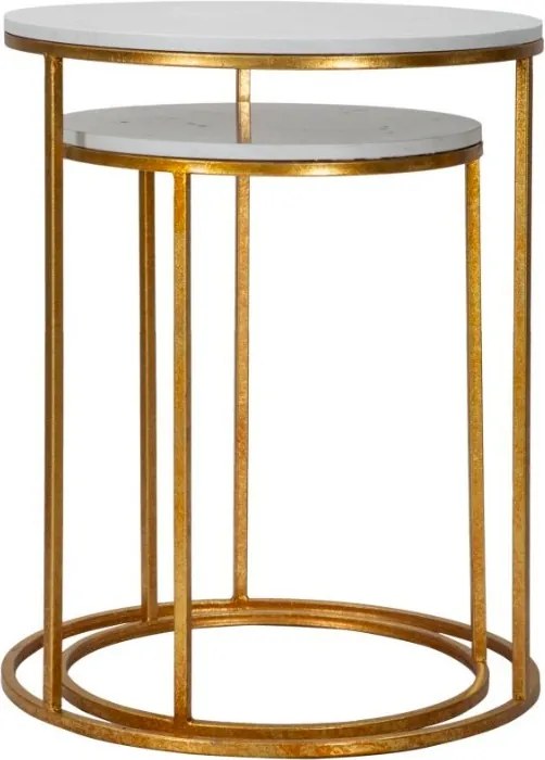 Sada odkládacích stolků Xaviere 52 cm zlatá / bílá