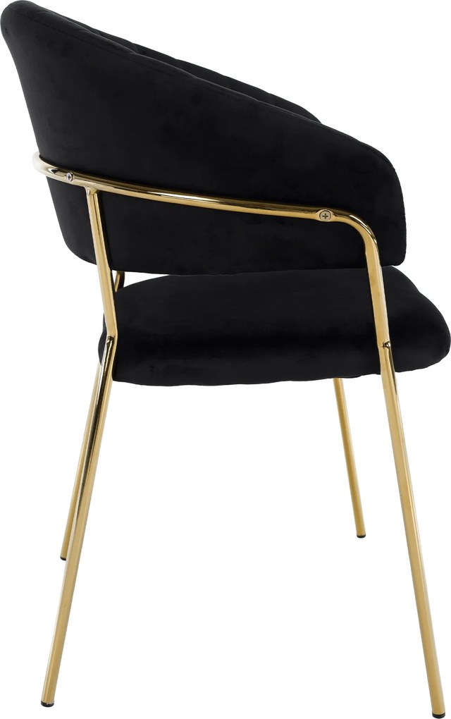 Designové jídelní křeslo, černá Velvet látka/gold chrom zlatý, DASMIN TYP 1