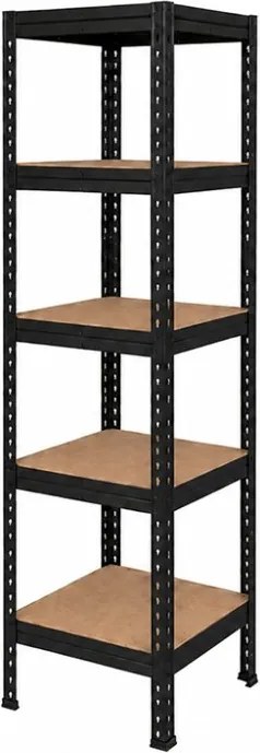 Regál 183x40x40 cm lakovaný 5-policový, nosnost 1000 kg, RIVET - černý
