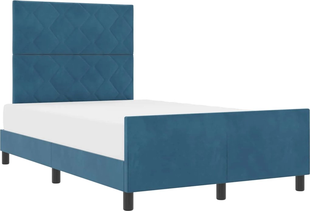 Postel s boxspringem s čelo Tmavě modrá 120 x 200 cm samet 3345003