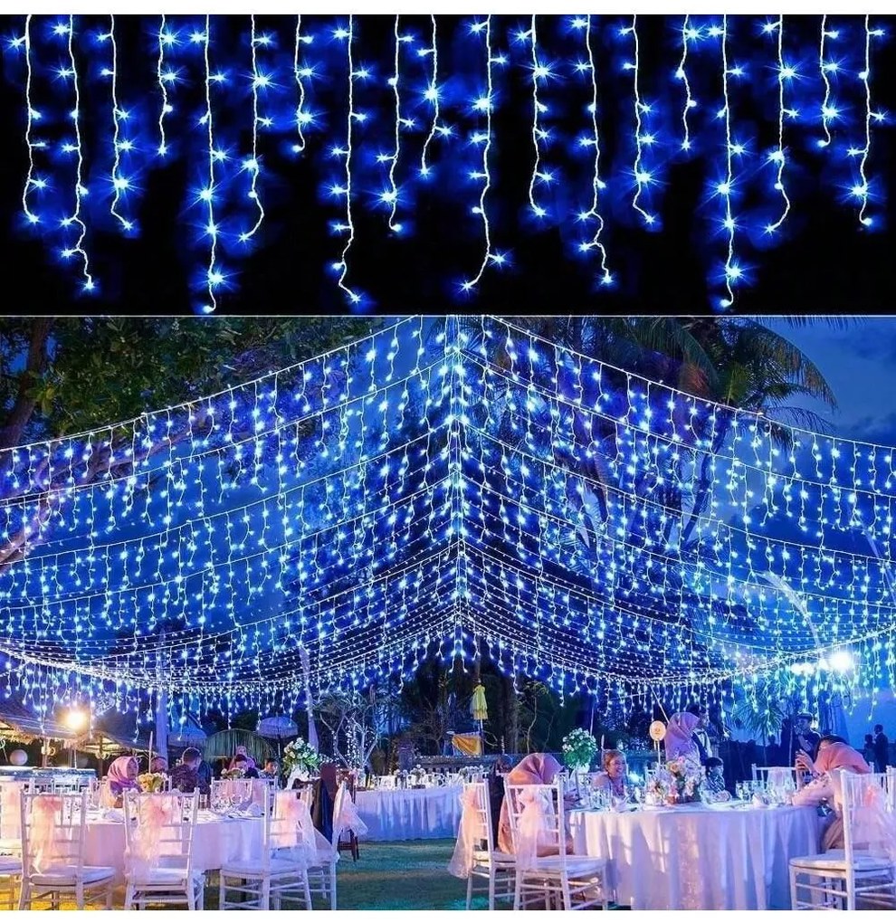 Vánoční světýlka LED záclona FLASH modrá 500 LED