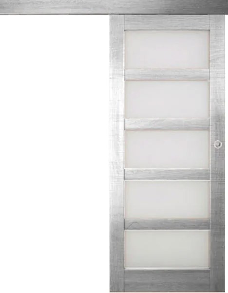 posuvné interiérové dveře na stěnu vasco doors BRAGA model 6 Průchozí rozměr: 70 x 197 cm, Orientace dveří: Levé dveře, Dekor: Bílá