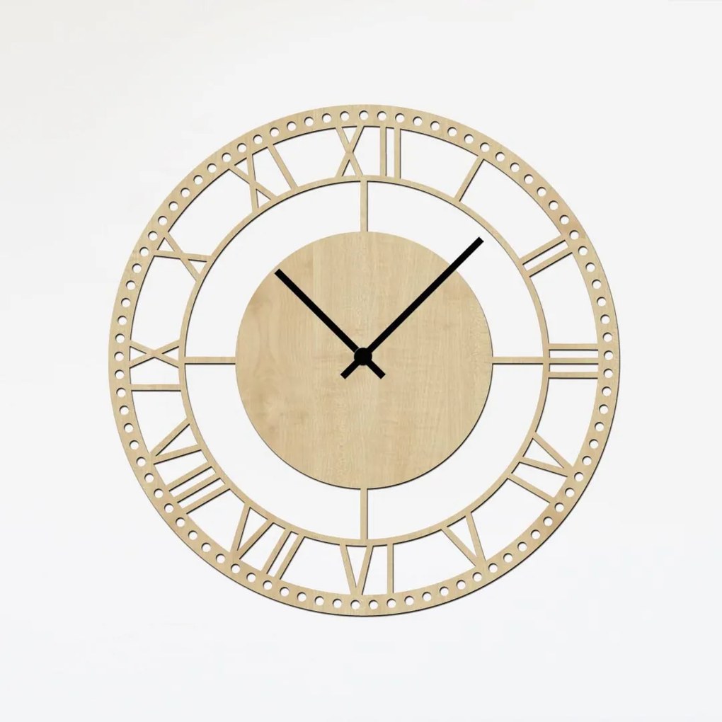 dřevo života Nástěnné dřevěné hodiny BIG BANG Barevný vzor: Ořech, Velikost hodin: 50x50