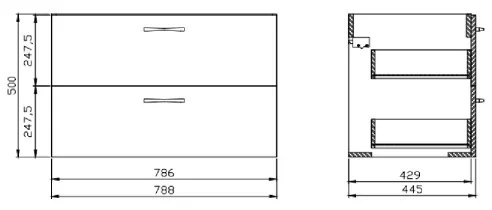 Cersanit S801-538 - Závěsná koupelnová skříňka s umyvadlem NIKO 80x45 cm bílá