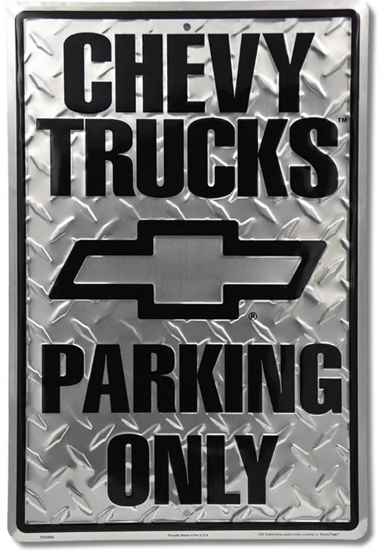 Plechová cedule Chevy Trucks Parking 30 cm x 40 cm