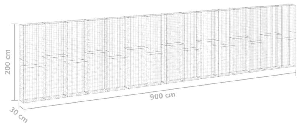 vidaXL Gabionová zeď s víky pozinkovaná ocel 900 x 30 x 100 cm