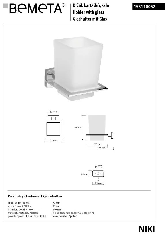 Bemeta Design NIKI: Držák kartáčků, sklo - 153110052
