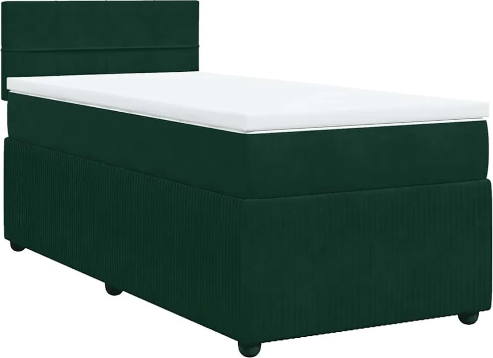 Box spring postel s matrací tmavě zelená 90x190 cm samet 3289929