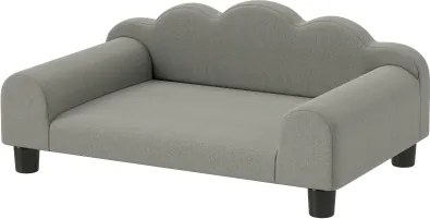 PawHut psí sofa s opěrkou pod područku, z dřeva a francouzského froté, 66 x 42 x 28,5 cm, šedá