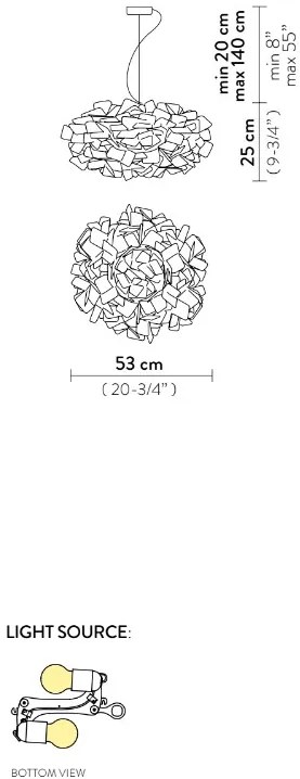Slamp Clizia Opal Medium, závěsné designové svítidlo, 2x12W E27, prům. 53cm