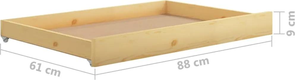 vidaXL Válenda se zásuvkami 90 x 200 cm masivní borové dřevo [3083681] Barva: Hnědá