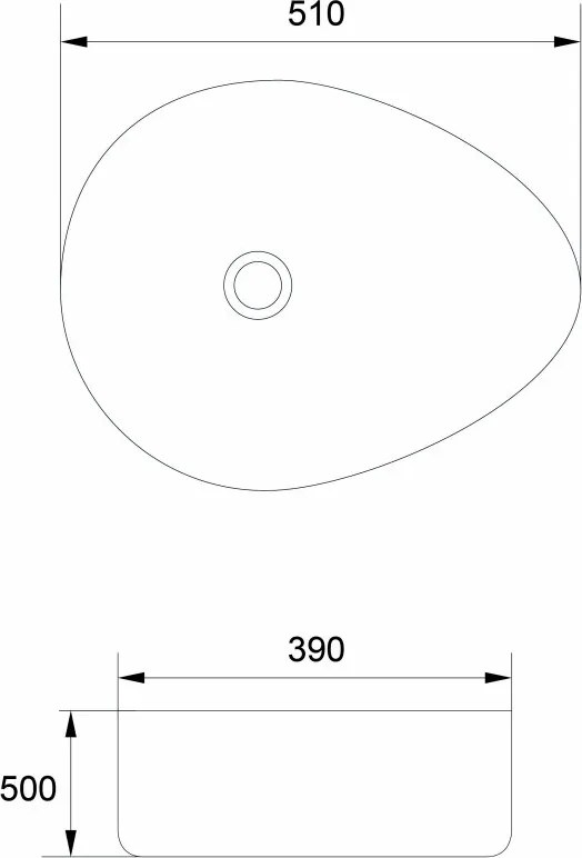 Mereo, Mereo Umyvadlo na desku bez přepadu, Doren, 520x400x130 mm, slza, keramické, MER-UC524013