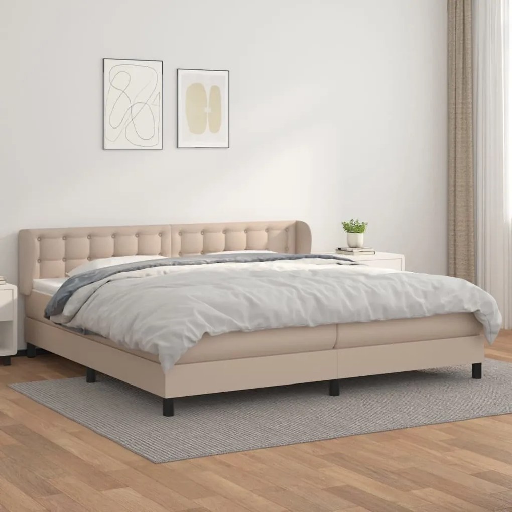 Box spring postel s matrací cappuccino 200 x 200 cm umělá kůže 3127336