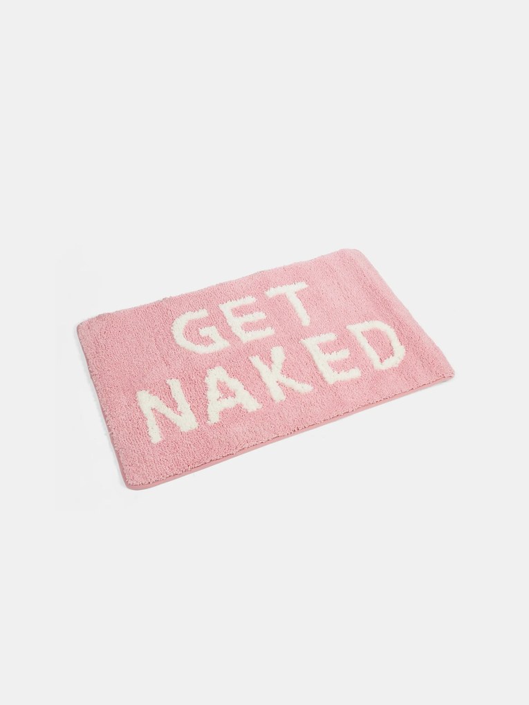 Sinsay - Koupelnový kobereček s nápisem GET NAKED - pastelová růžová