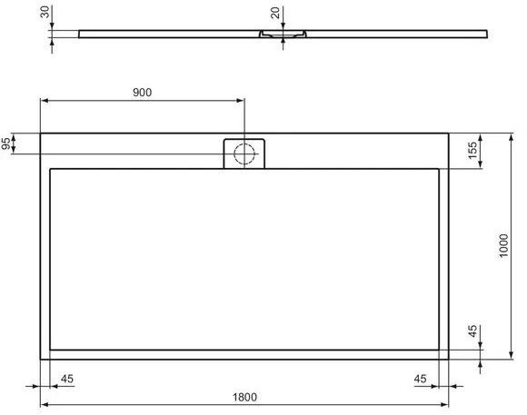 Ideal Standard i.Life Sprchová vanička litá 180 x 100 cm, bílá mat T5245FR