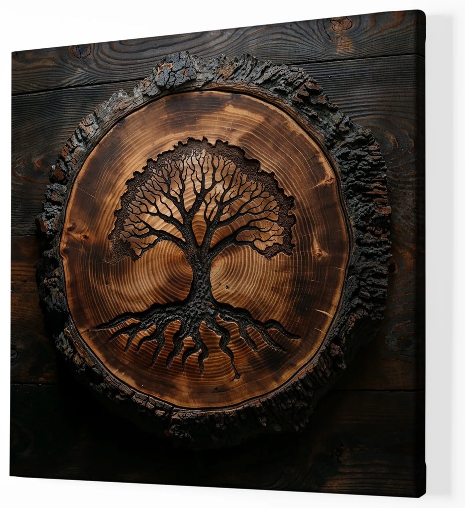 Obraz na plátně - Strom života Triess, dřevo styl FeelHappy.cz Velikost obrazu: 100 x 100 cm