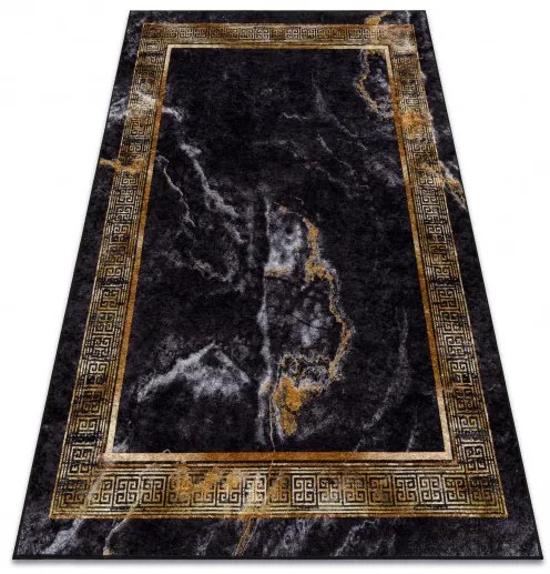 Dywany Łuszczów, Kusový koberec Miro 51278.809 Marble black / gold, 160x220, černá, chodba / předsíň