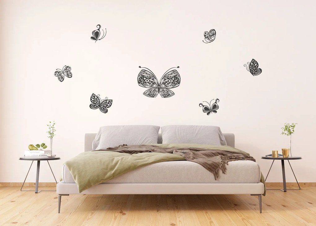 Samolepka na zeď Černé Kreslené Motýly | 65 x 85 cm | DF0459
