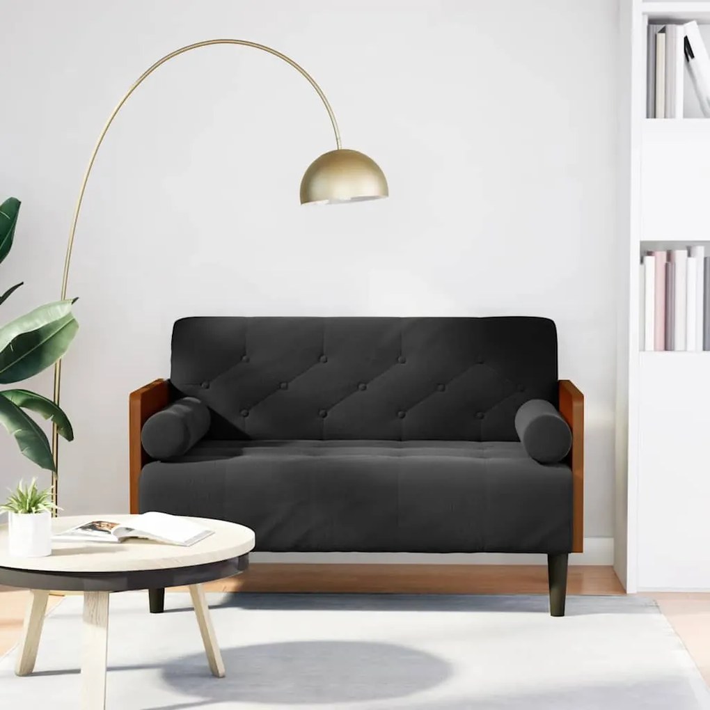 Pohovka Loveseat s podhlavníkem, černá, 110 cm, samet