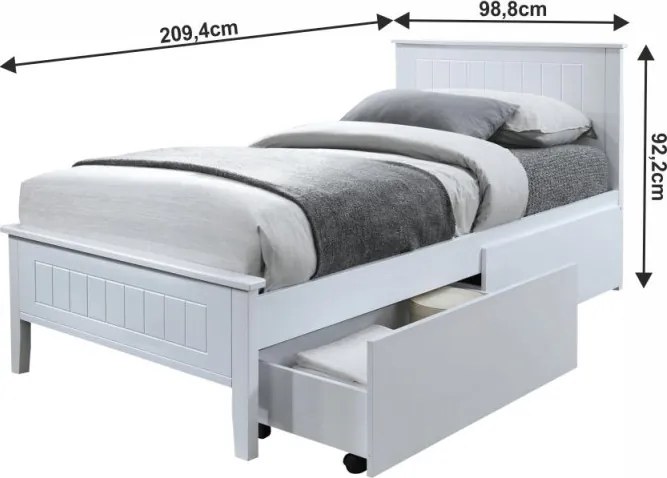 Postel 90x200, bílá, MIDEA Kondela 0000252399