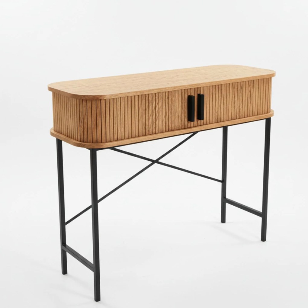 Konzole SCAVA s posuvnými dveřmi, drážkovaná, 100 x 35 x 80,5 cm