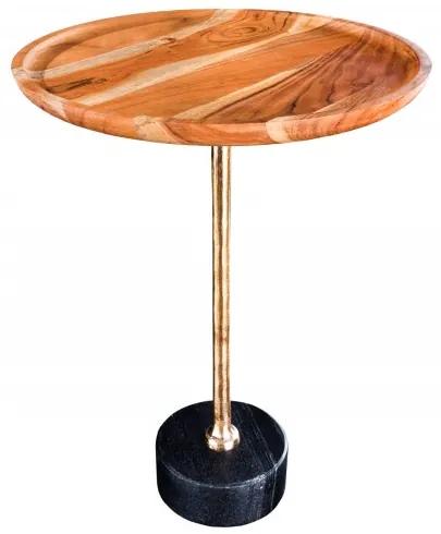 Noble Home Přírodní dřevěný kulatý odkládací stolek Trayful 55 cm