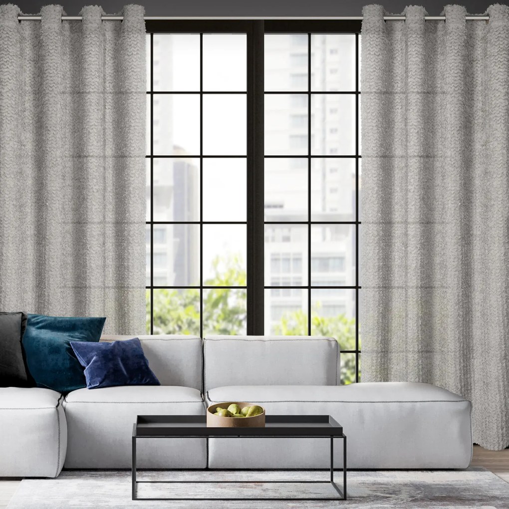 ZÁVĚS NA KROUŽCÍCH TIFFANY 135X250 CM STŘÍBRNÁ