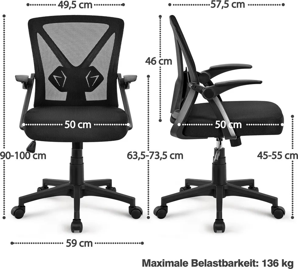 Kancelářská židle Yaheetech – černá (255993394945)