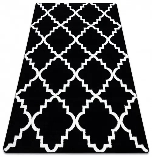 Kusový koberec SKETCH LUKE černý / bílý trellis