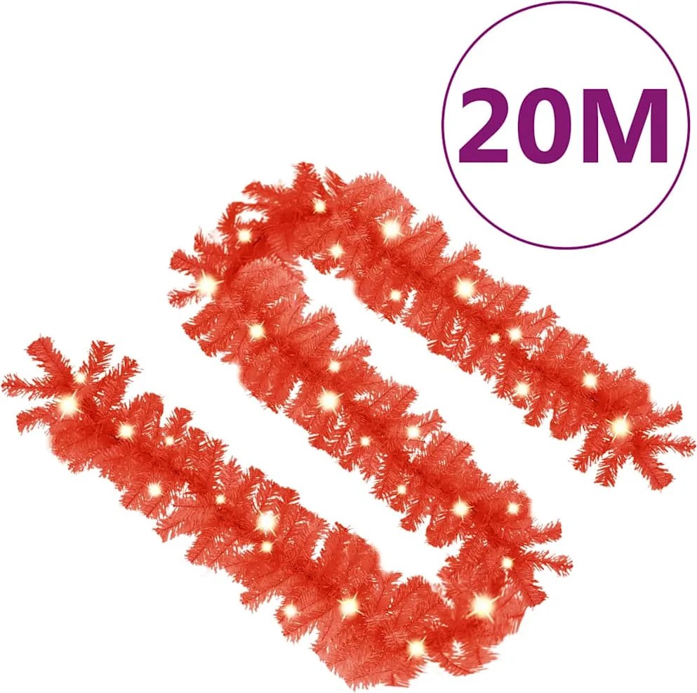 Vánoční girlanda s LED světýlky 20 m červená 329197