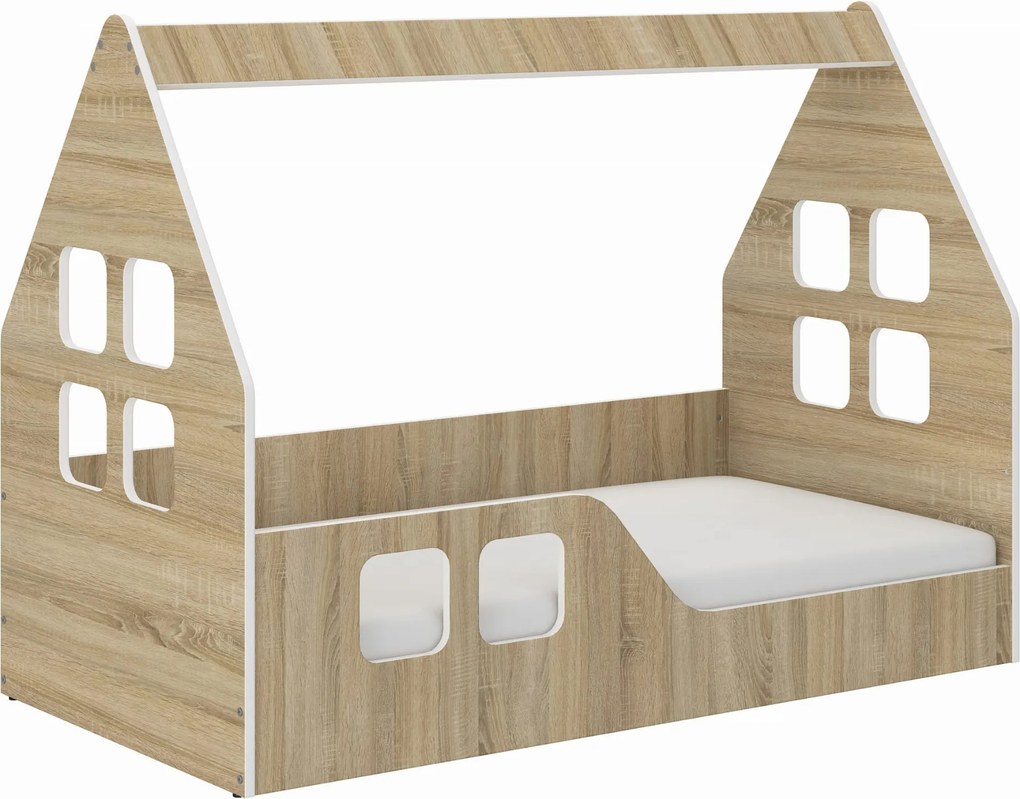 Wooden Toys Dětská postel Nízký DOMEČEK SONOMA 140x70 Montessori (vlevo)