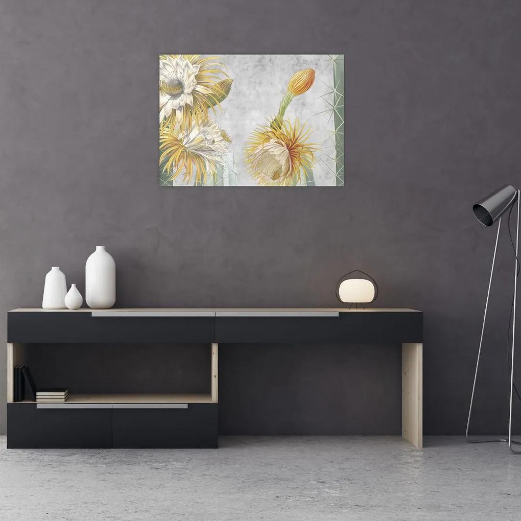Skleněný obraz - Rozkvetlé kaktusy (70x50 cm)
