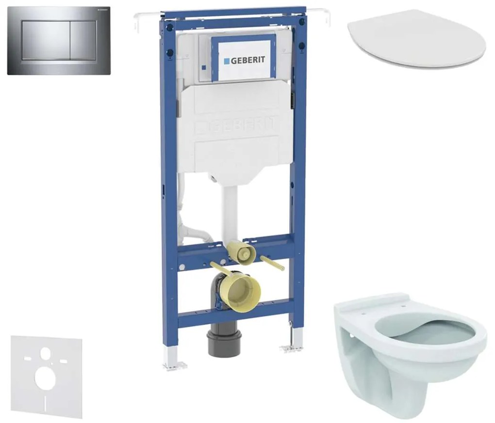 Geberit Duofix - Set předstěnové instalace, klozet Alpha se sedátkem, tlačítko Sigma20, chrom SANI11CD1106