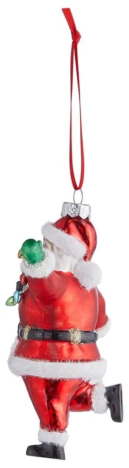 HANG ON Skleněná ozdoba Santa se světelným řetězem