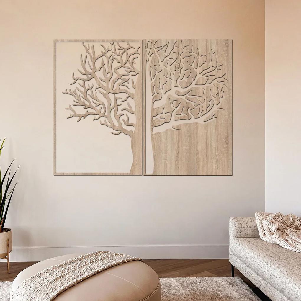 dřevo života Dřevěný strom na zeď DUALITY Barevný vzor: Bílá, Rozměry (cm): 40x30